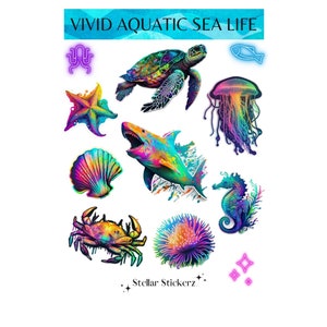 Sea Life Sticker Sheet Holographic Vinyl Stickerz Great for Decorating ...