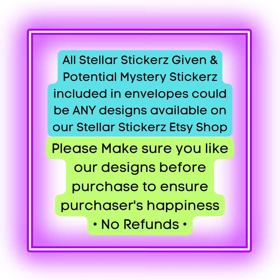 Mystery Get What You Get Sticker Pack Evelope 3 Kinds - Etsy