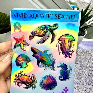 Sea Life Sticker Sheet Holographic Vinyl Stickerz Great for Decorating ...