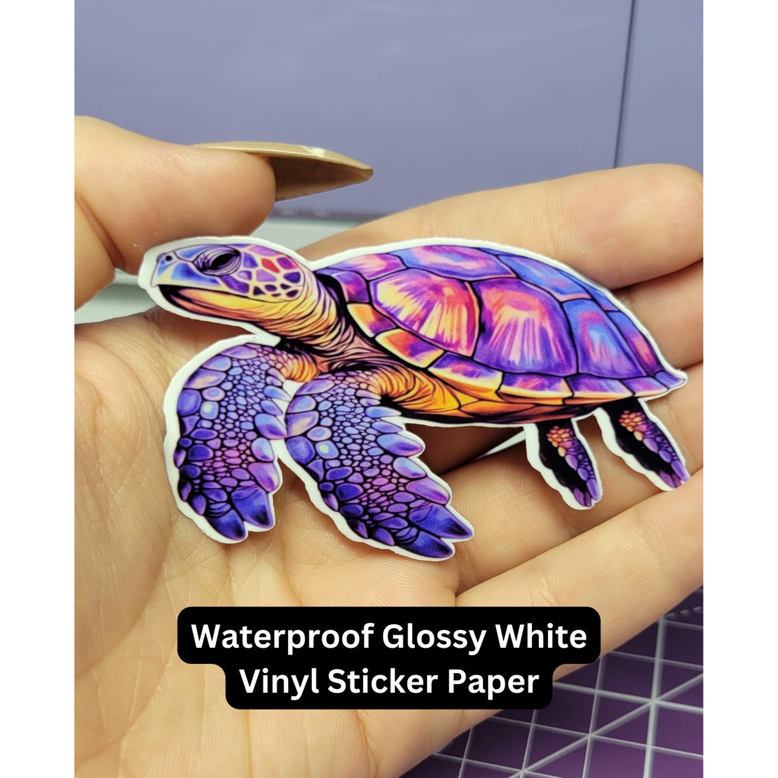 Vibrant Sea Turtle 2 Color Styles Holographic Vinyl Sticker Paper is ...
