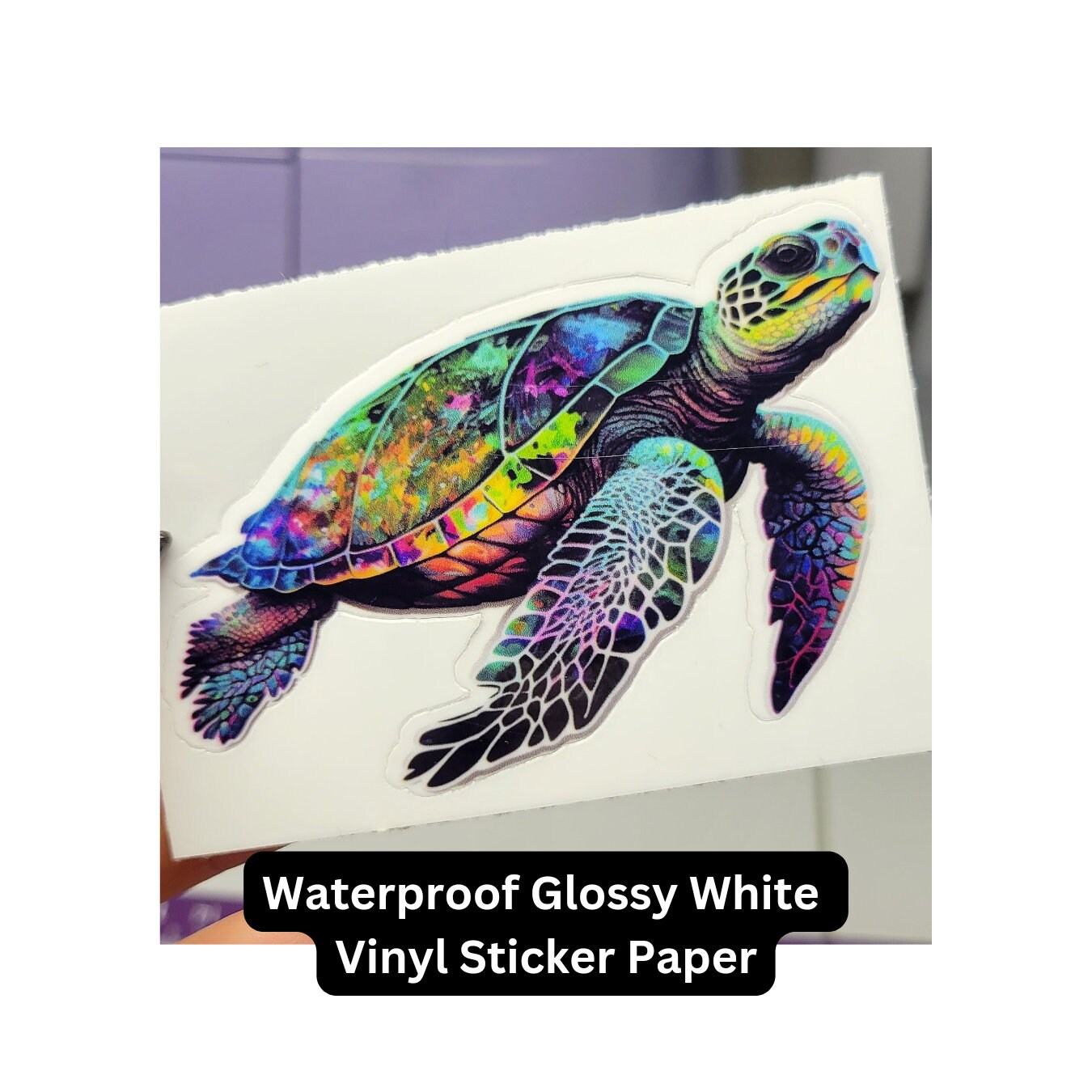 Vibrant Sea Turtle 2 Color Styles Holographic Vinyl Sticker Paper is ...