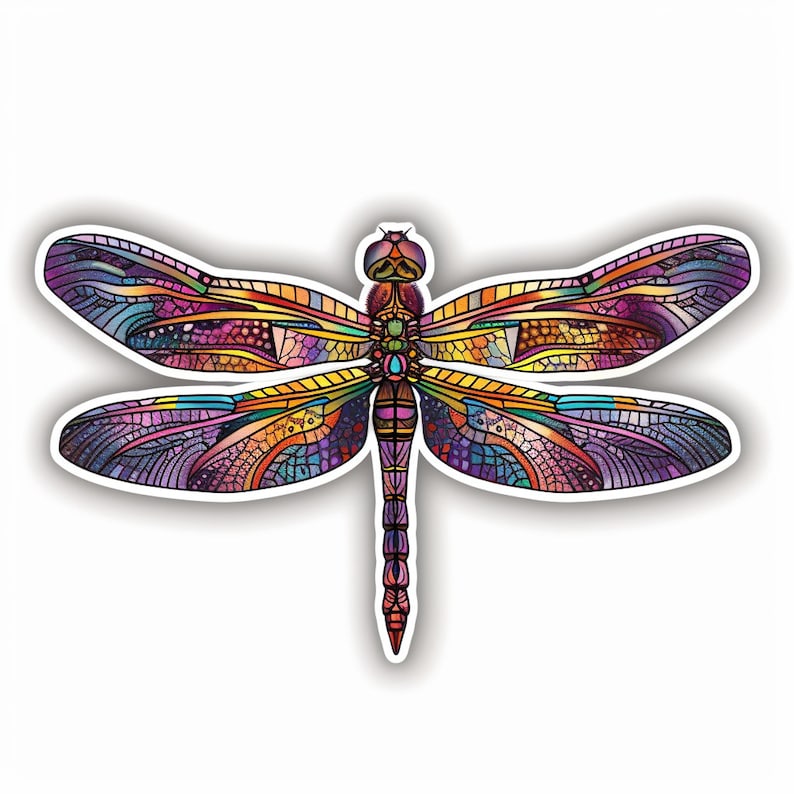 Colorful Rainbow Dragonfly Sticker Holographic Vinyl Sticker Paper is ...