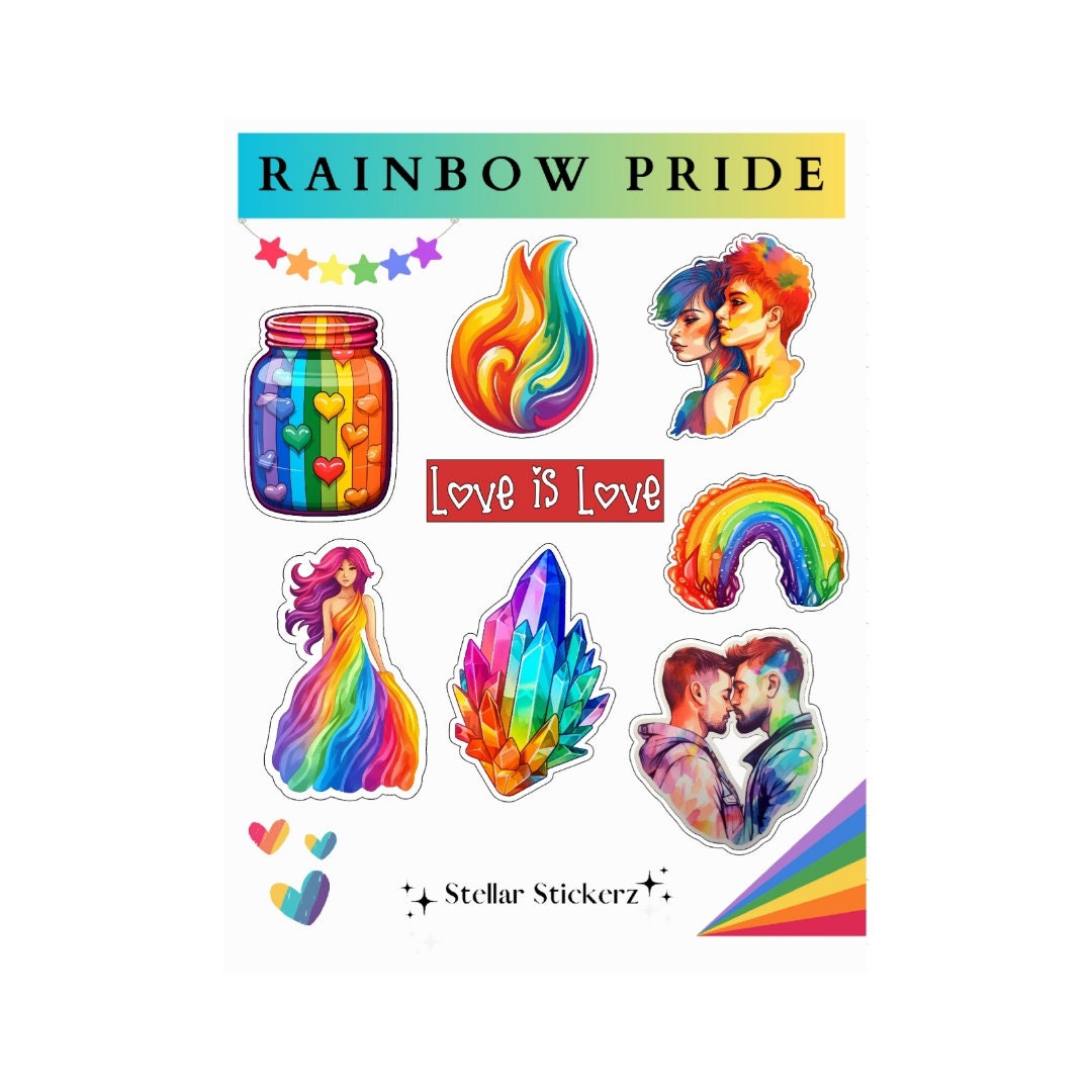 Rainbow LGBTQ Pride Sticker Sheet Holographic Vinyl Kiss Cut Stickerz ...