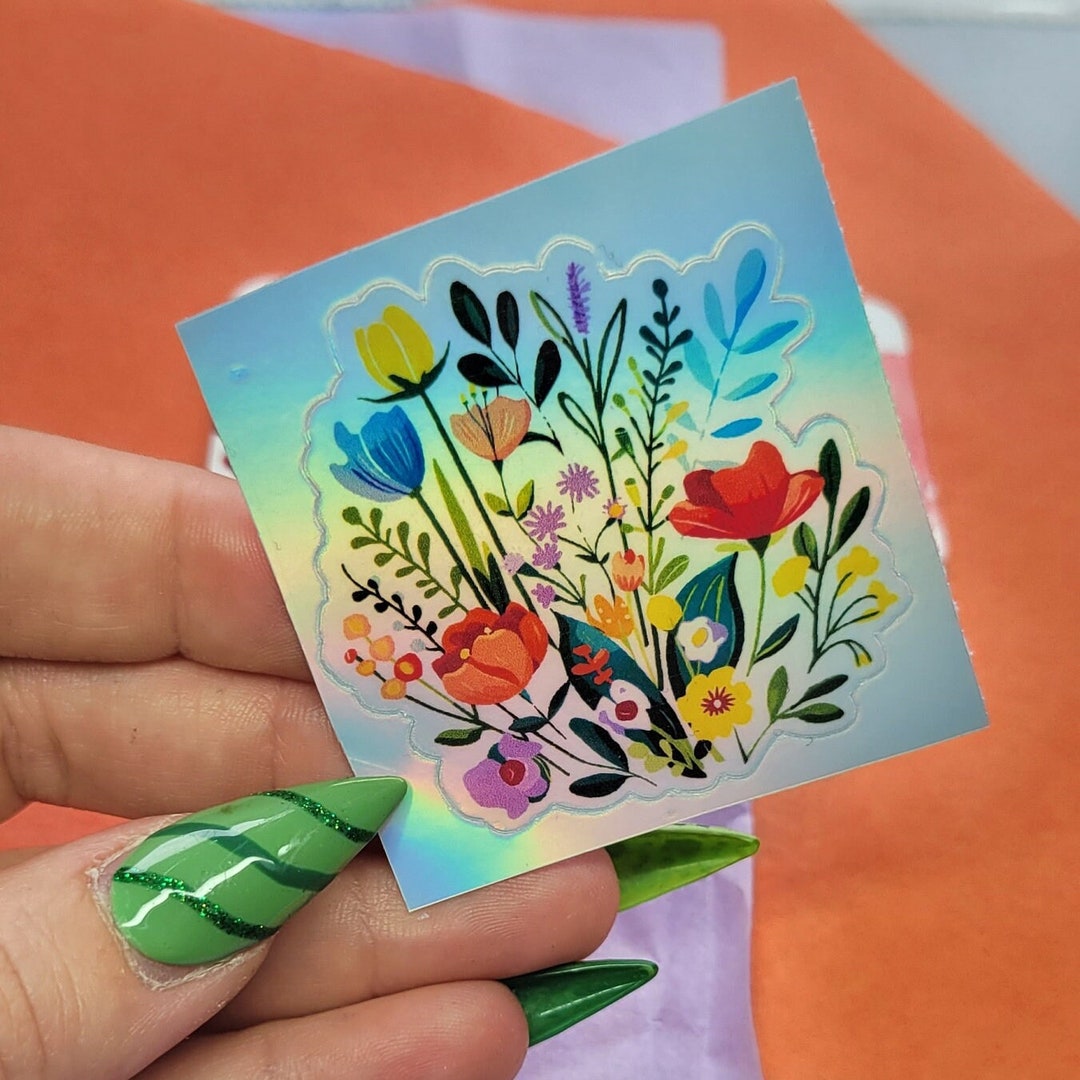 Wildflower Bunches • 2 Style Options • Holographic Vinyl Sticker Paper ...