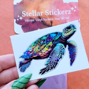 Vibrant Sea Turtle 2 Color Styles Holographic Vinyl Sticker Paper is ...