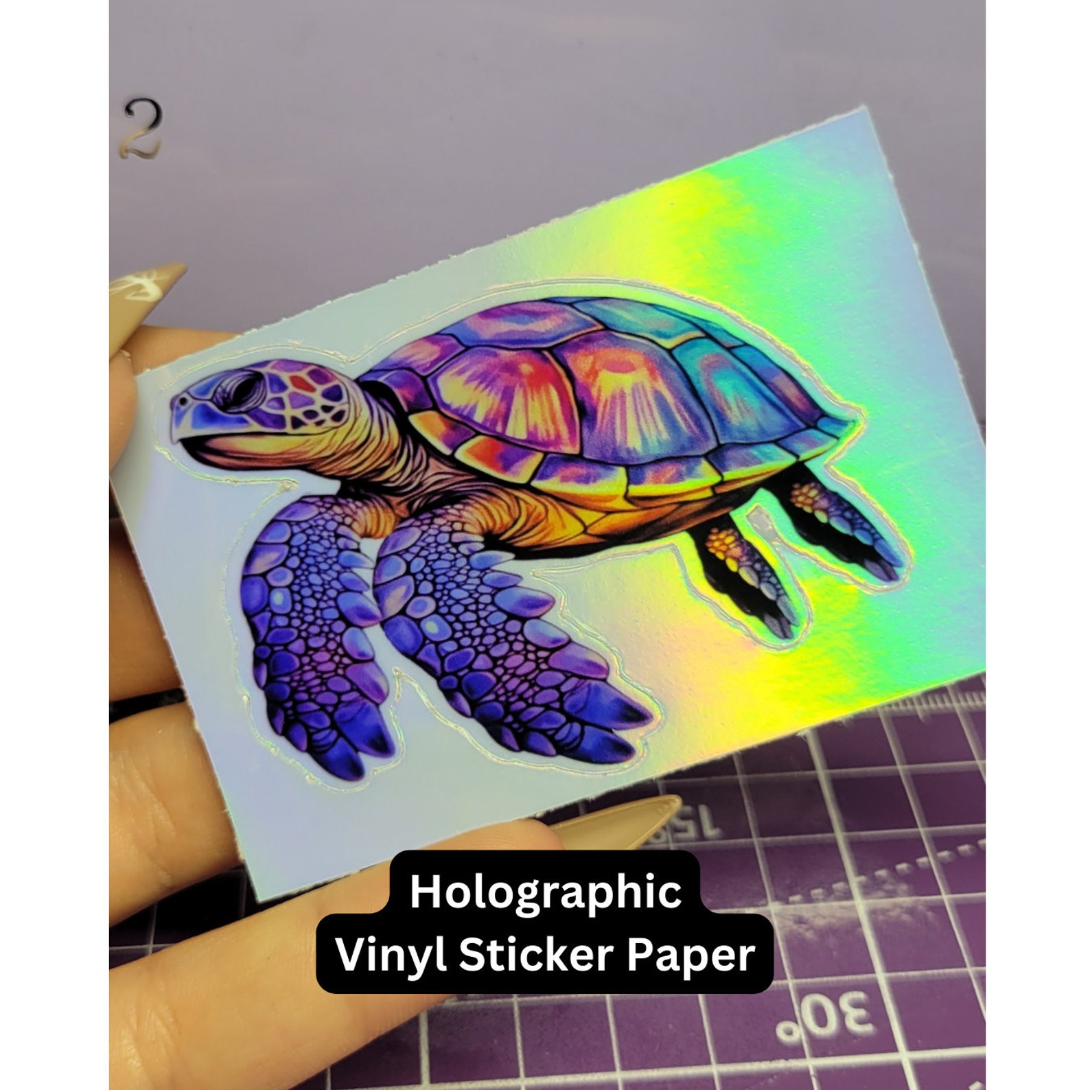 Vibrant Sea Turtle 2 Color Styles Holographic Vinyl Sticker Paper is ...