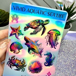Sea Life Sticker Sheet Holographic Vinyl Stickerz Great for Decorating ...