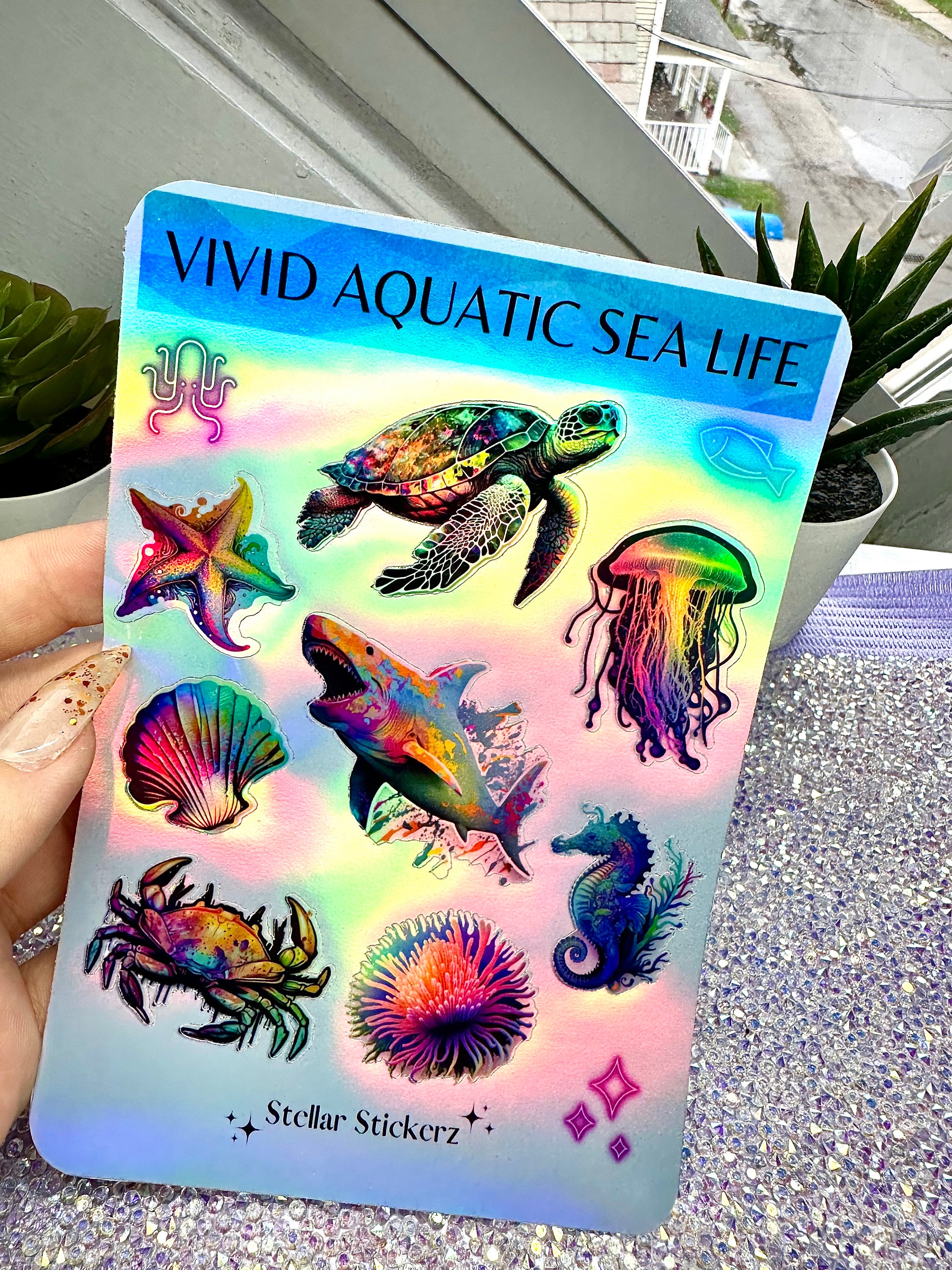 Sea Life Sticker Sheet Holographic Vinyl Stickerz Great for Decorating ...