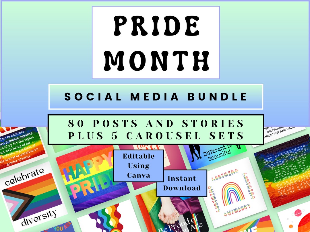 LGBTQIA Pride Month Instagram Bundle, Editable in Canva, INSTANT ...