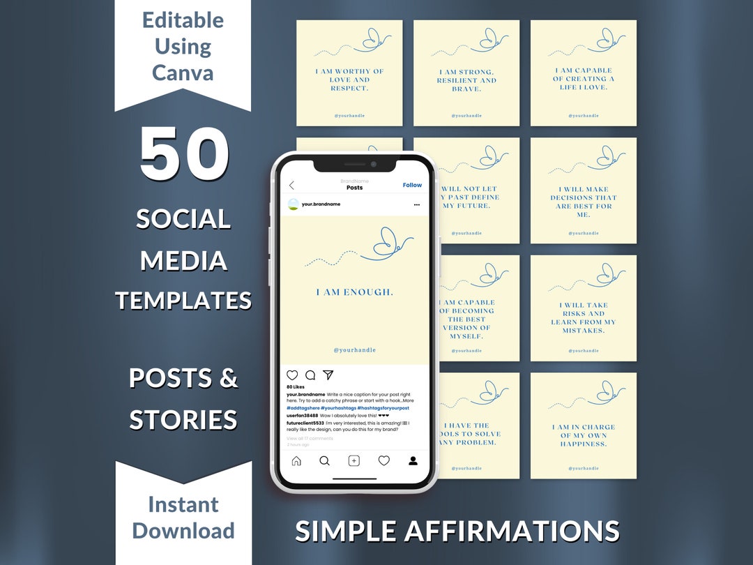 Daily Affirmation Instagram Templates, Editable in Canva, INSTANT ...