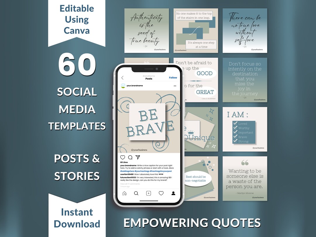 Empowering Quote Instagram Posts, Editable in Canva, INSTANT DOWNLOAD ...
