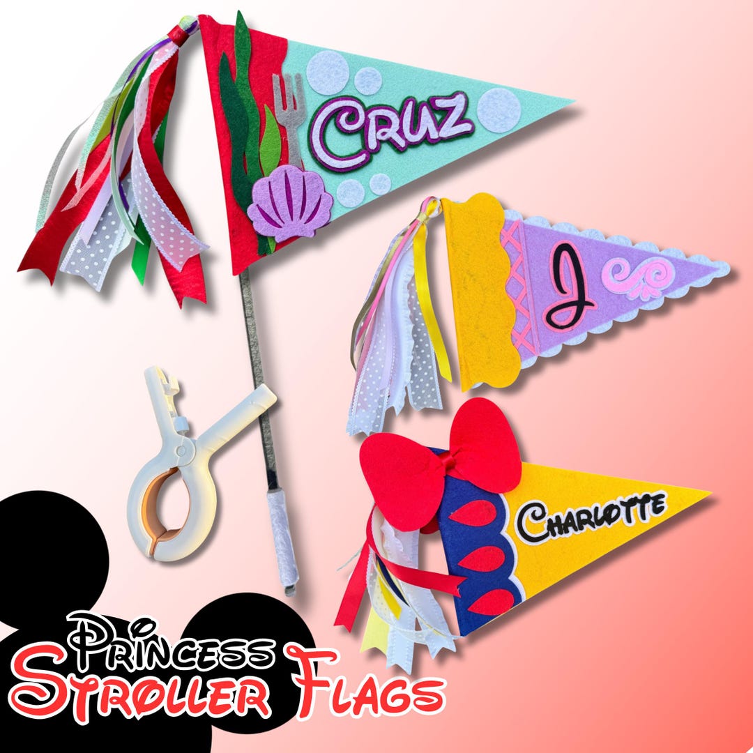 Disney Princess Inspired Stroller Flag | Name Tag | Banner Personalized ...