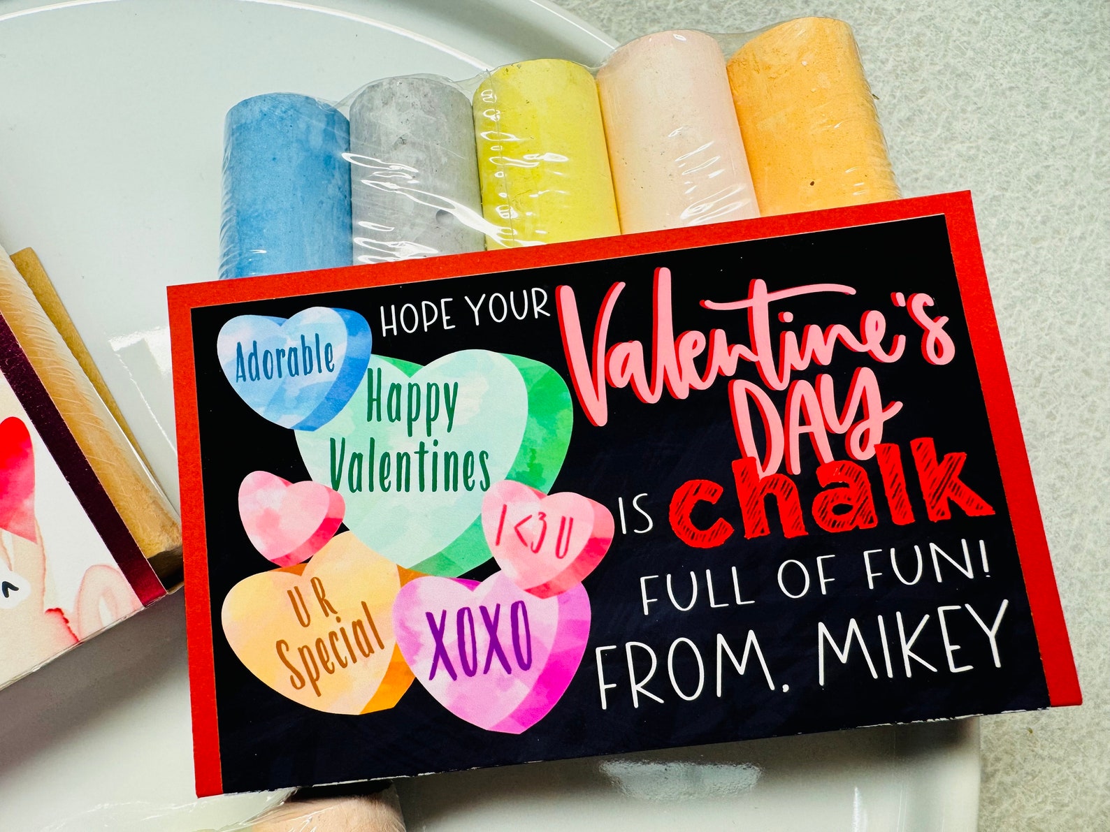 Personalized Chalk Valentine Card Party Favor Chalk Unique Valentine ...