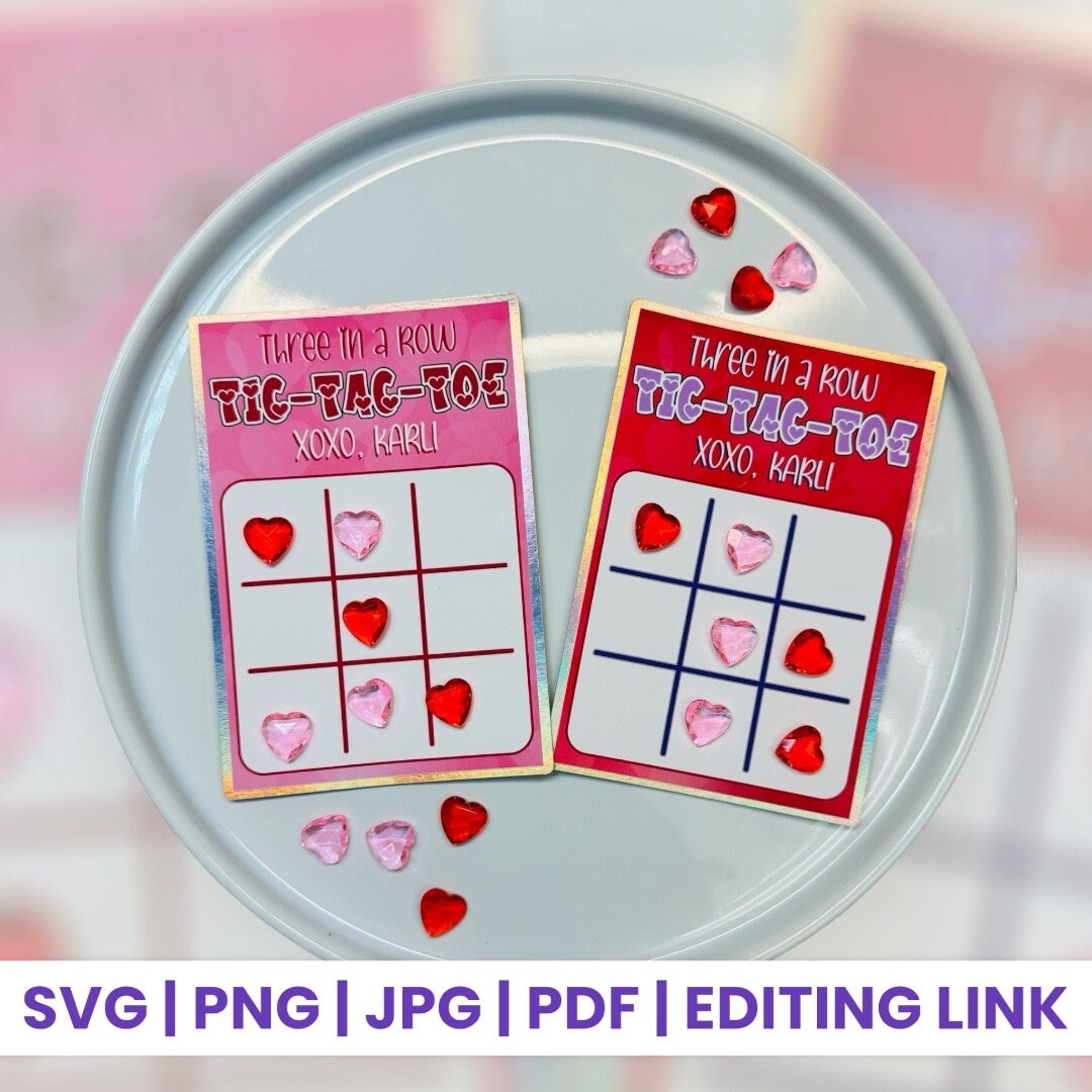 Downloadable and Editable Valentines Day Tic-tac-toe Valentine Card ...