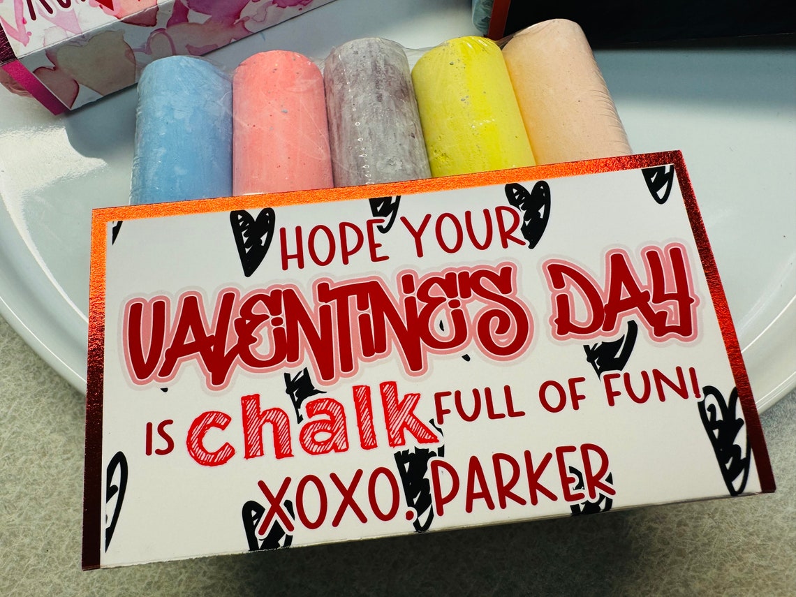 Personalized Chalk Valentine Card Party Favor Chalk Unique Valentine ...