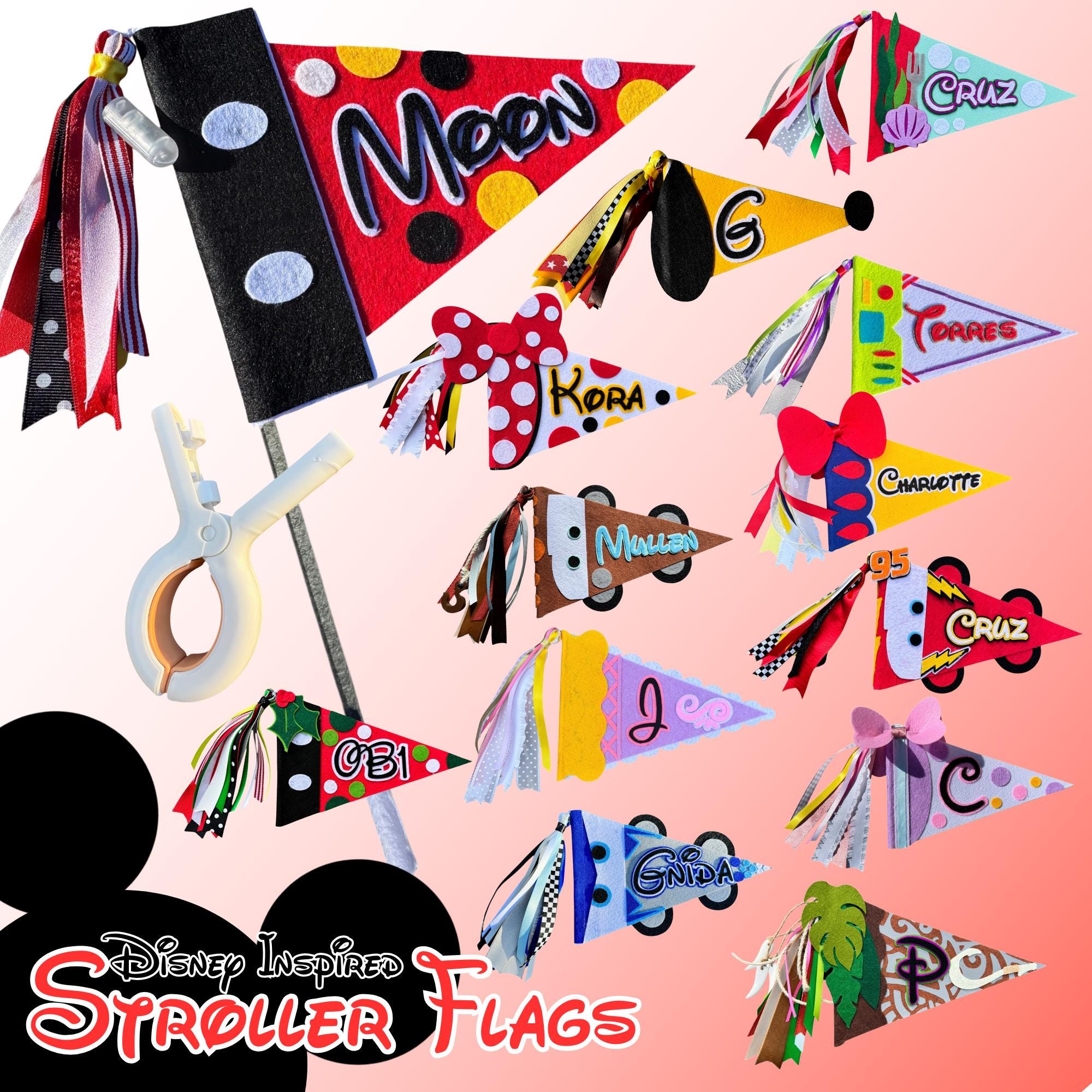Personalized Disney Inspired Stroller Flag With LED Light | Stroller ...