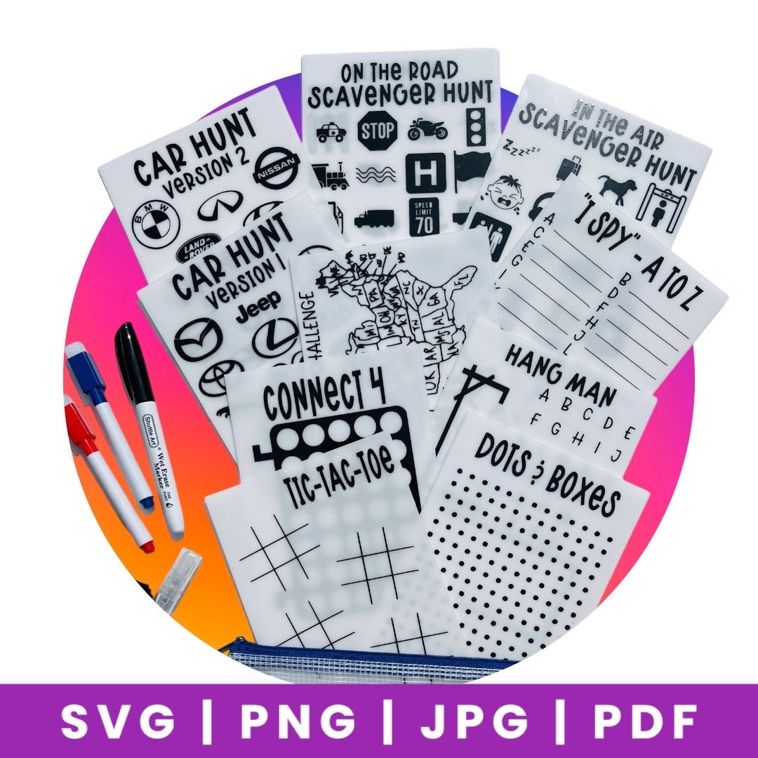 Travel Games Dry Erase Travel Games Digital Files Digital Cut Files ...