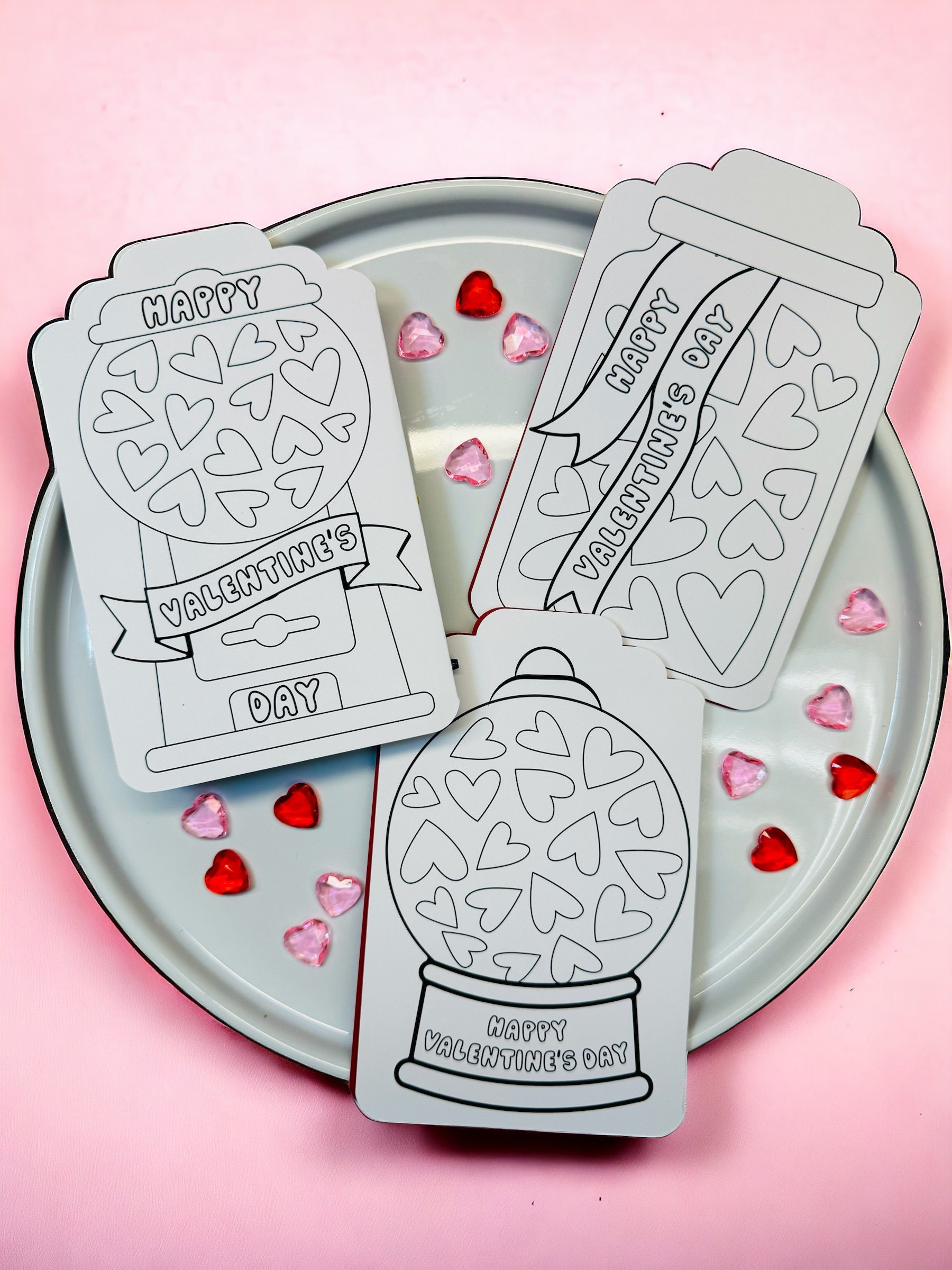 Coloring Valentine Cards Non-food Valentine Personalized Valentines - Etsy