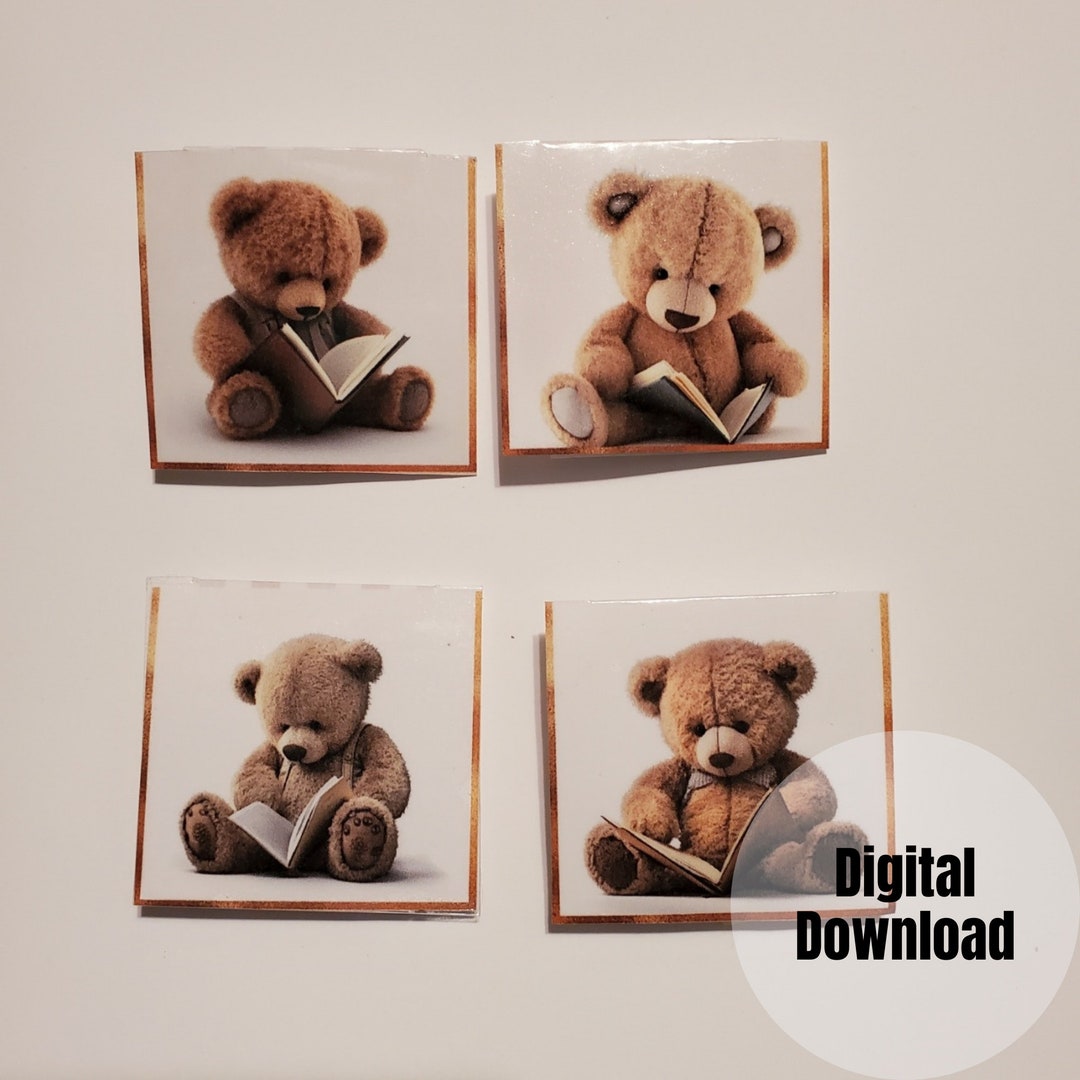 Teddy Bears Reading Books Printable Magnetic Book Set Digital Download ...