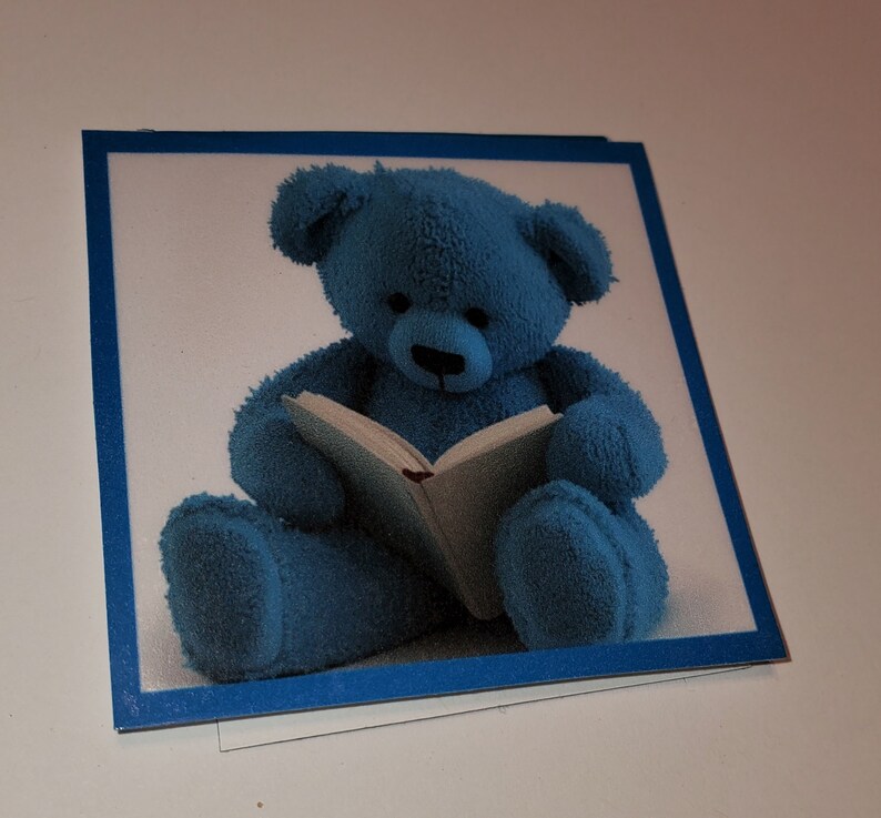 Blue Teddy Bear Reading Books Printable Magnetic Book Set Large Size