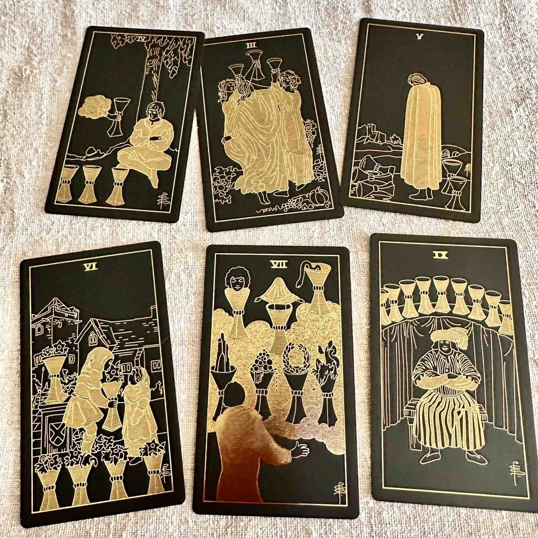 Black PVC Waterproof Gold Foil Tarot Deck: 78 Cards, Radiant Wise ...