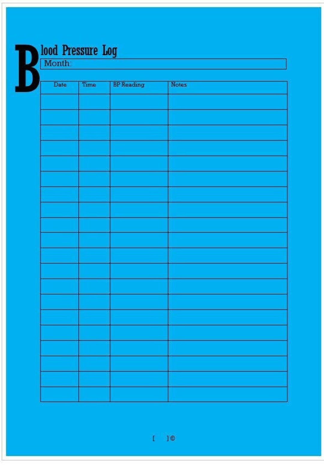 Blood Pressure Log, Blood Pressure Monitor, Digital Download, PDF ...