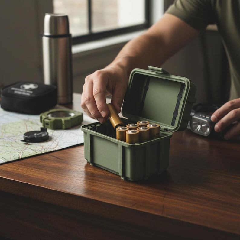 Battery Storage Army / Military Box for Batteries in Olive / Camouflage ...