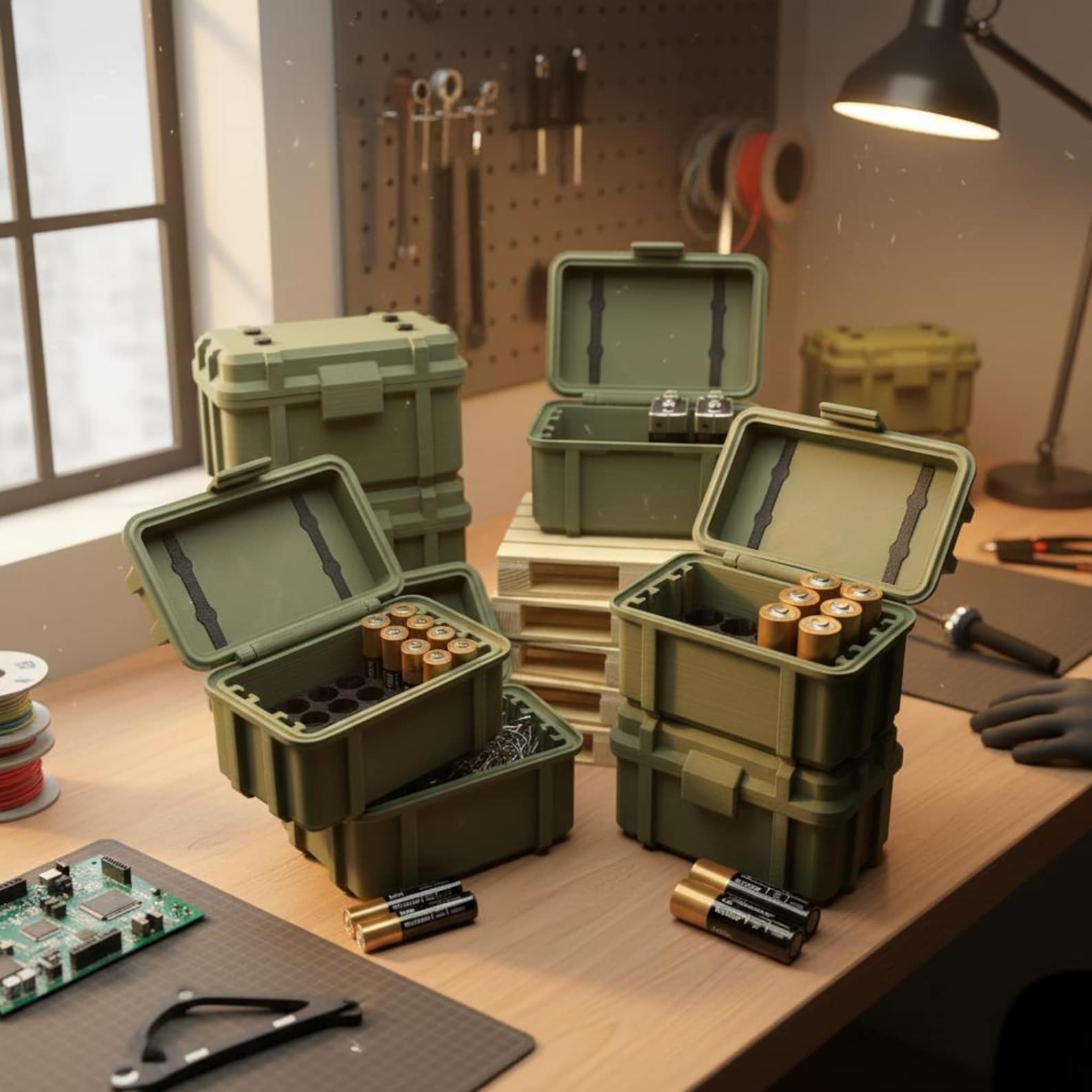 Battery Storage Army / Military Box for Batteries in Olive / Camouflage ...