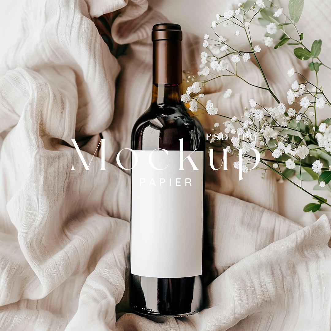 4x6" Wine Label Mockup, Wine Bottle Mockup, Blank Wine Label Mockup ...