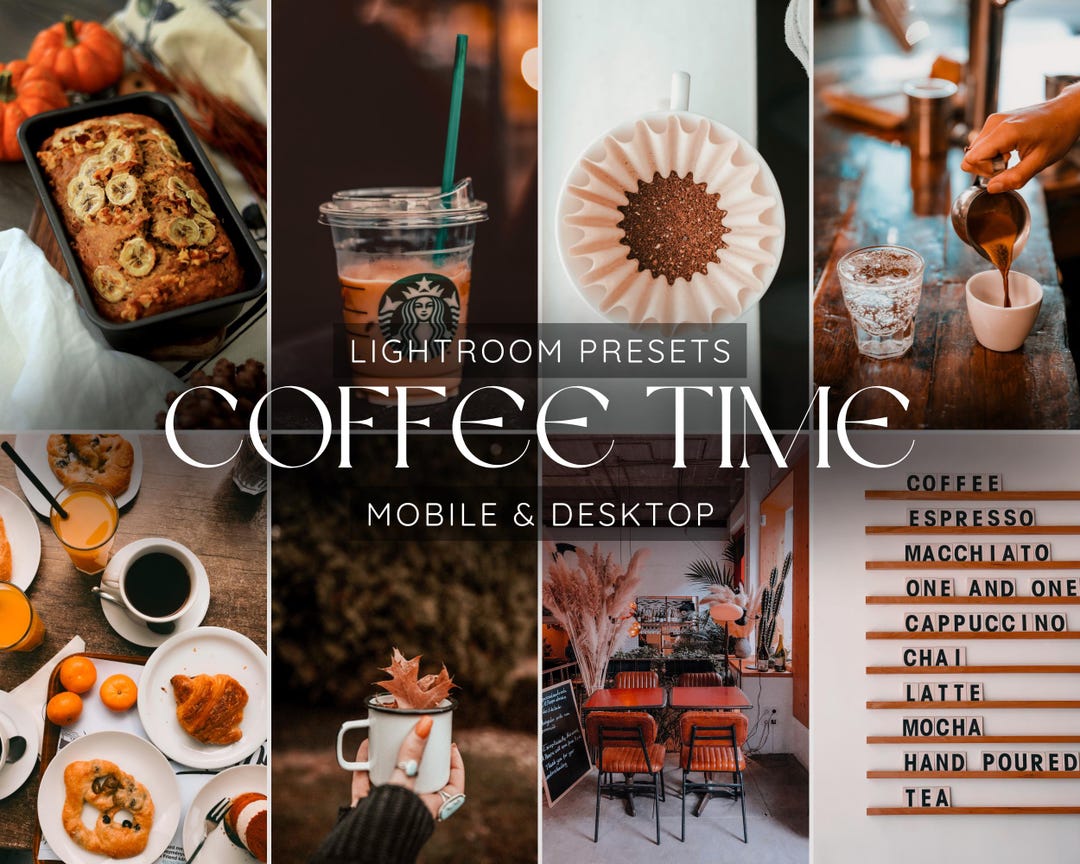 Coffee Presets, Cafe Lightroom Presets, Brown, Orange, Photo Filters ...