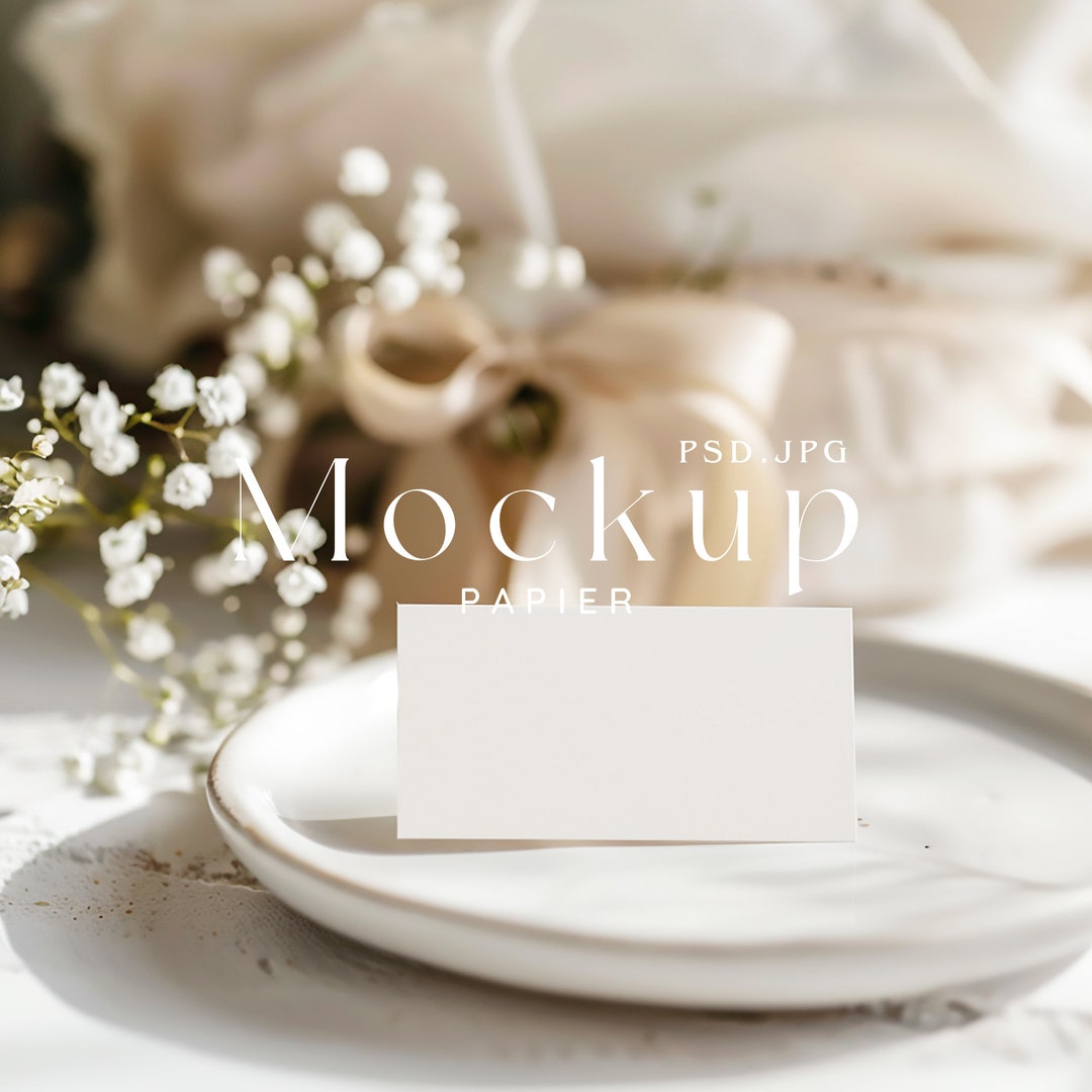 Tent Fold Wedding Place Card Mock Up, Minimalist Place Card Mockup ...