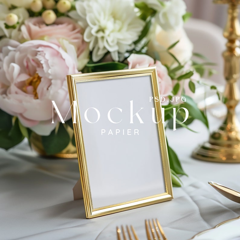 5x7" Wedding Gold Frame Mock Up, Wedding Mockup, Table Number Mock Up ...