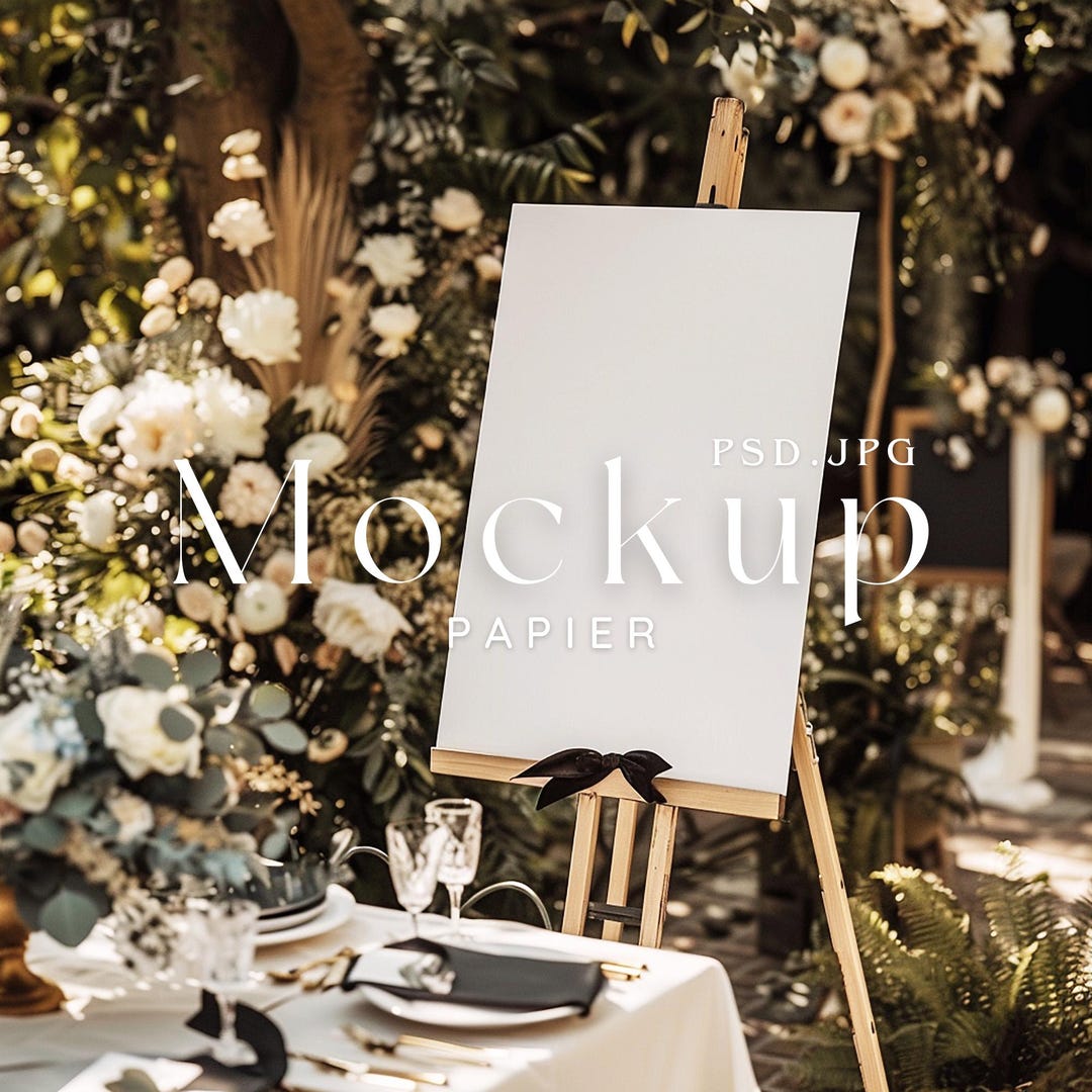 Black Ribbon Wedding Sign Mock Up, Wedding Mockup, 24x36", Bow Sign ...