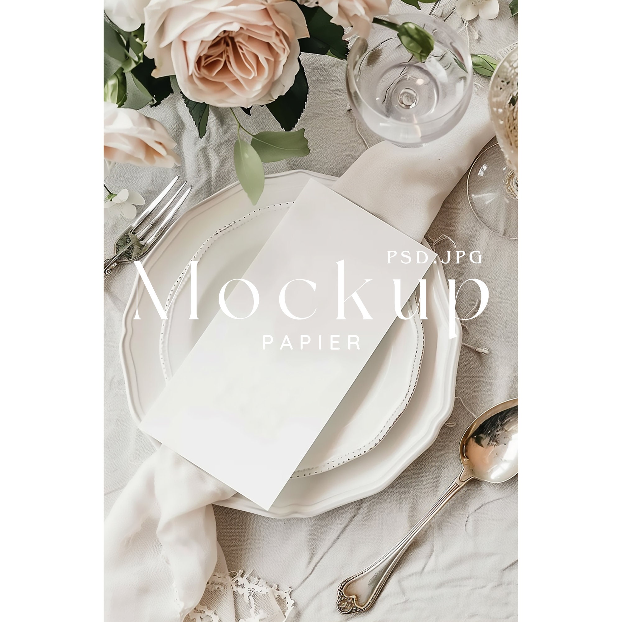 Wedding Menu Card Mock Up, Wedding Mockup, Menu Mockup, Table Setting ...