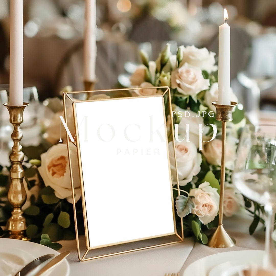 5x7 Wedding Gold Frame Mock Up, Wedding Mockup, Table Number Mock Up ...