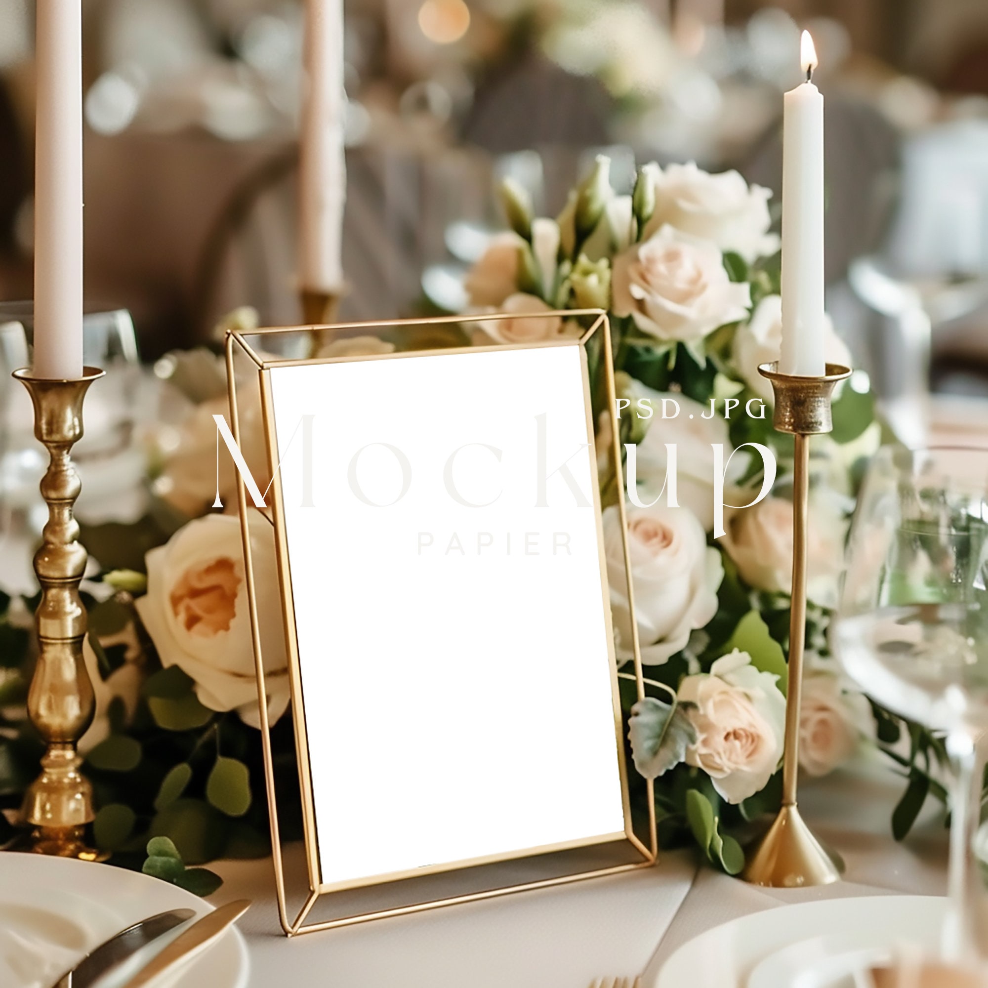 5x7 Wedding Gold Frame Mock Up, Wedding Mockup, Table Number Mock Up ...