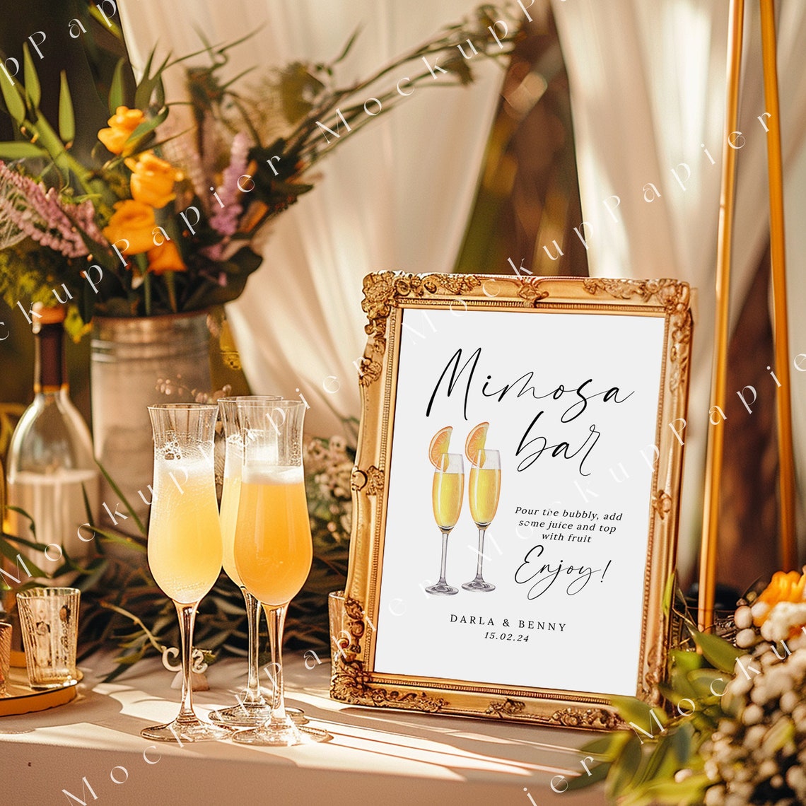 5x7 Mimosa Sign Mock Up, Wedding Mockup, Mimosa Cart Sign Mock Up ...