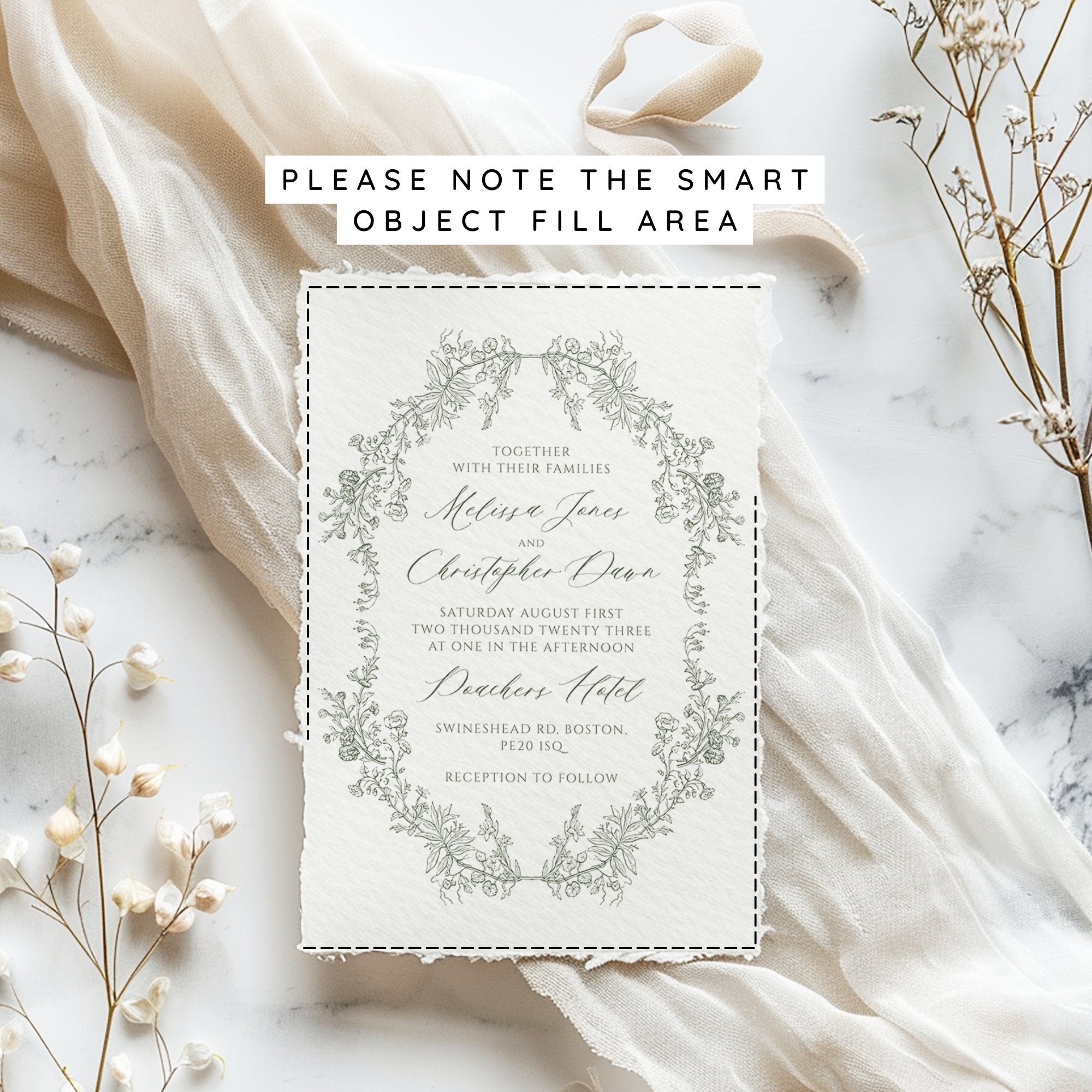 Handmade Paper Mockup, Deckle Edge Invitation Mockup, Natural Cotton ...