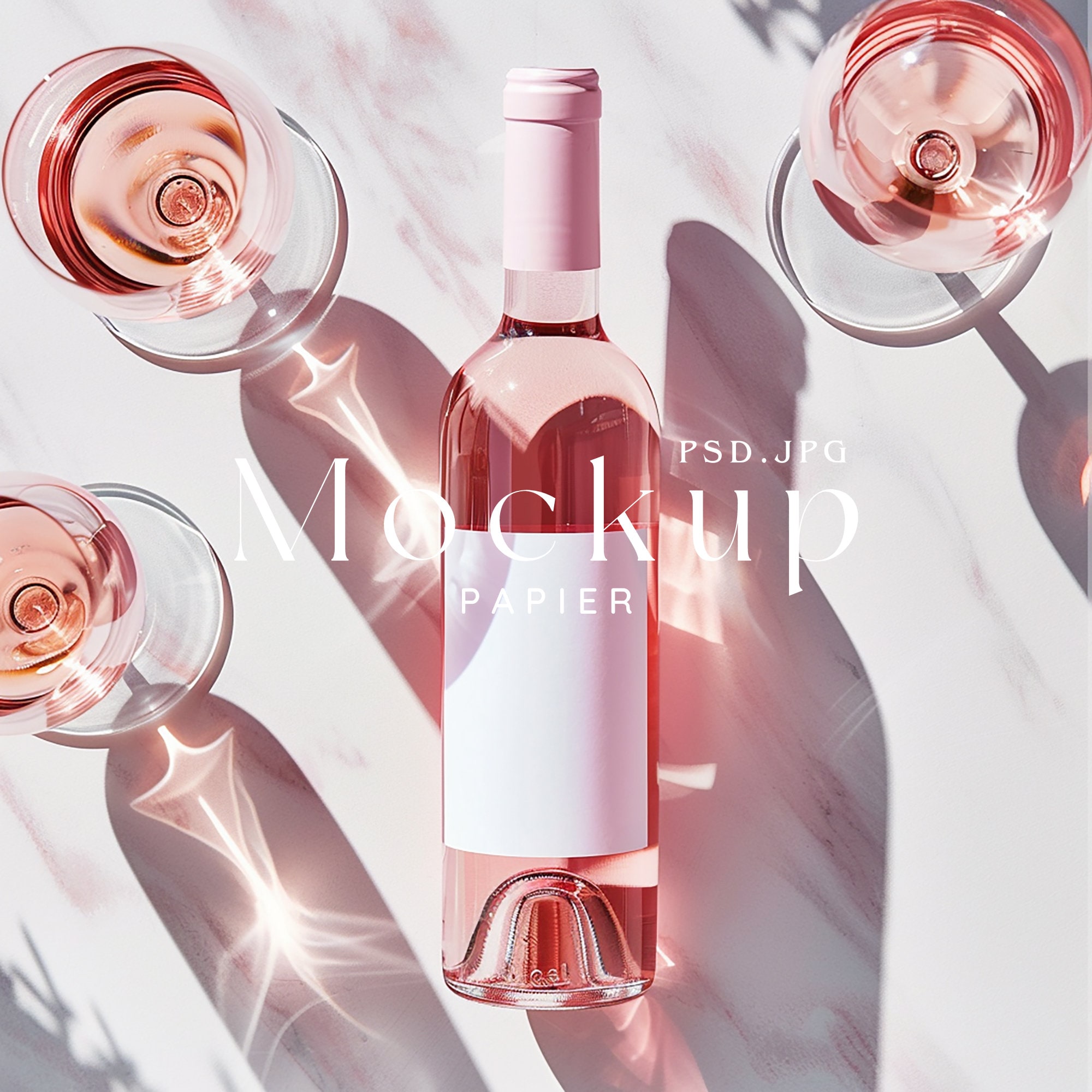 Pink Wine Label Mockup, Wine Bottle Mockup, Blank Wine Label Mockup ...