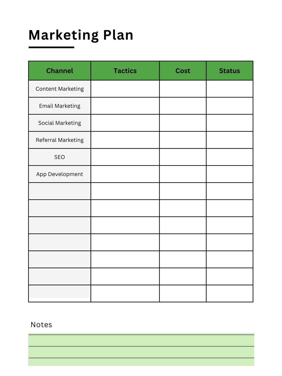 Marketing Plan, Printable Business Plan, Online Business Plan, Project ...