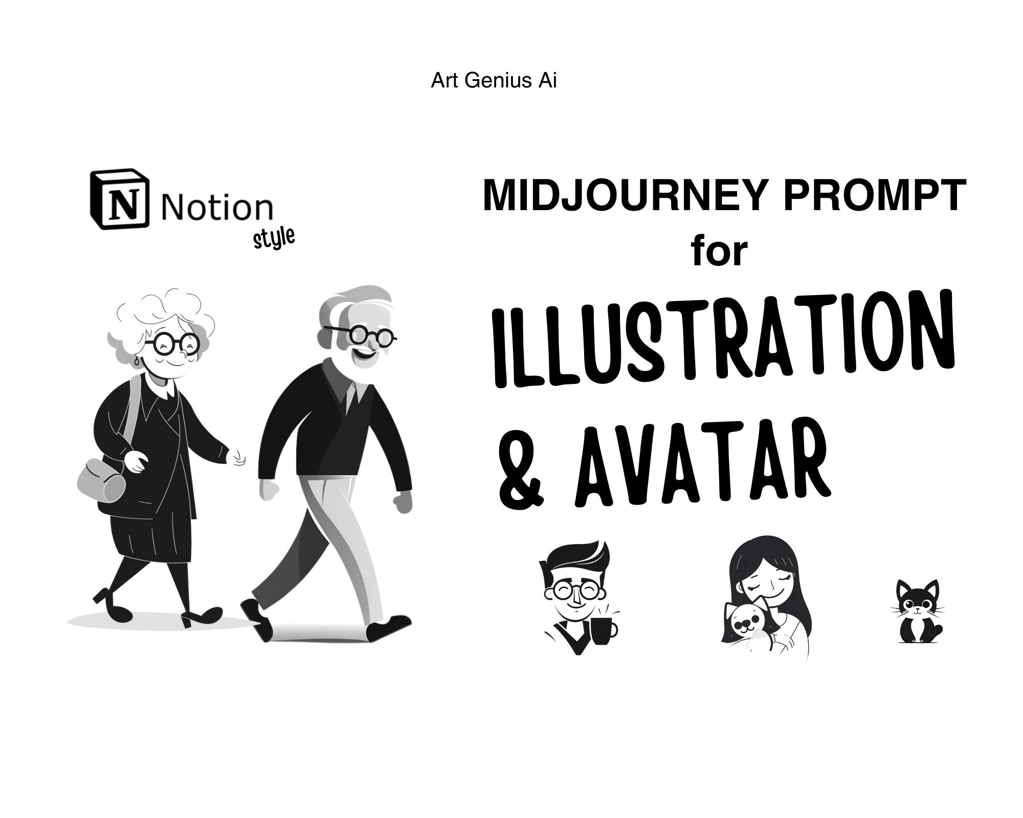 Notion Minimalist Characters & Illustration Midjourney Prompt Avatar ...