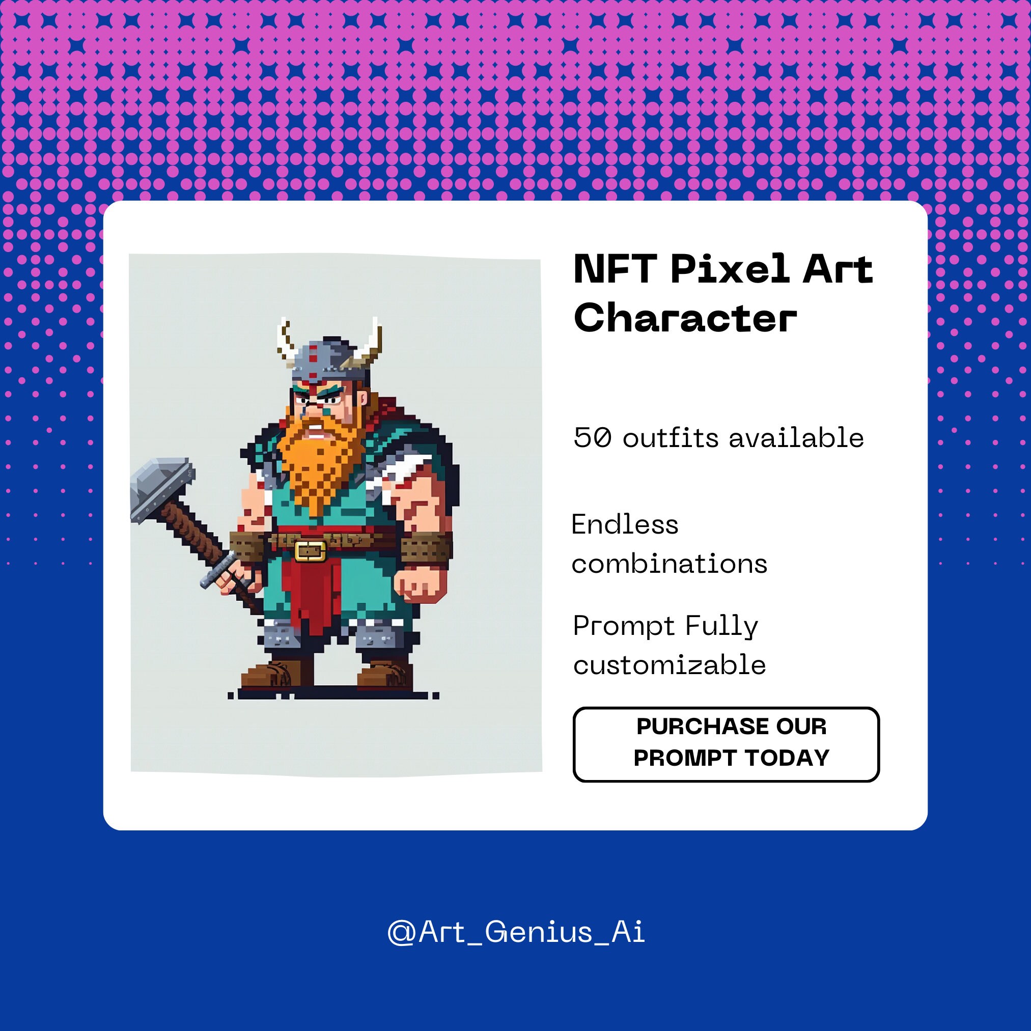 Midjourney NFT Prompt Rpg Pixel Art Character 50 Different - Etsy