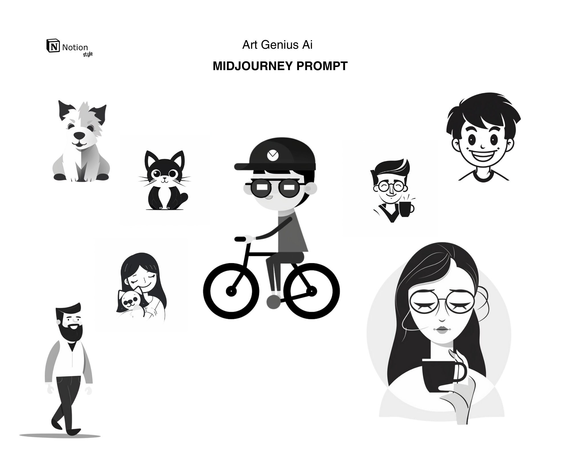 Notion Minimalist Characters & Illustration Midjourney - Etsy