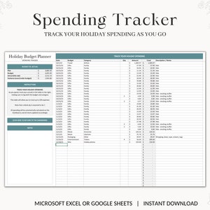 Holiday Budget Planner Excel Spreadsheet and Google Sheets Template ...
