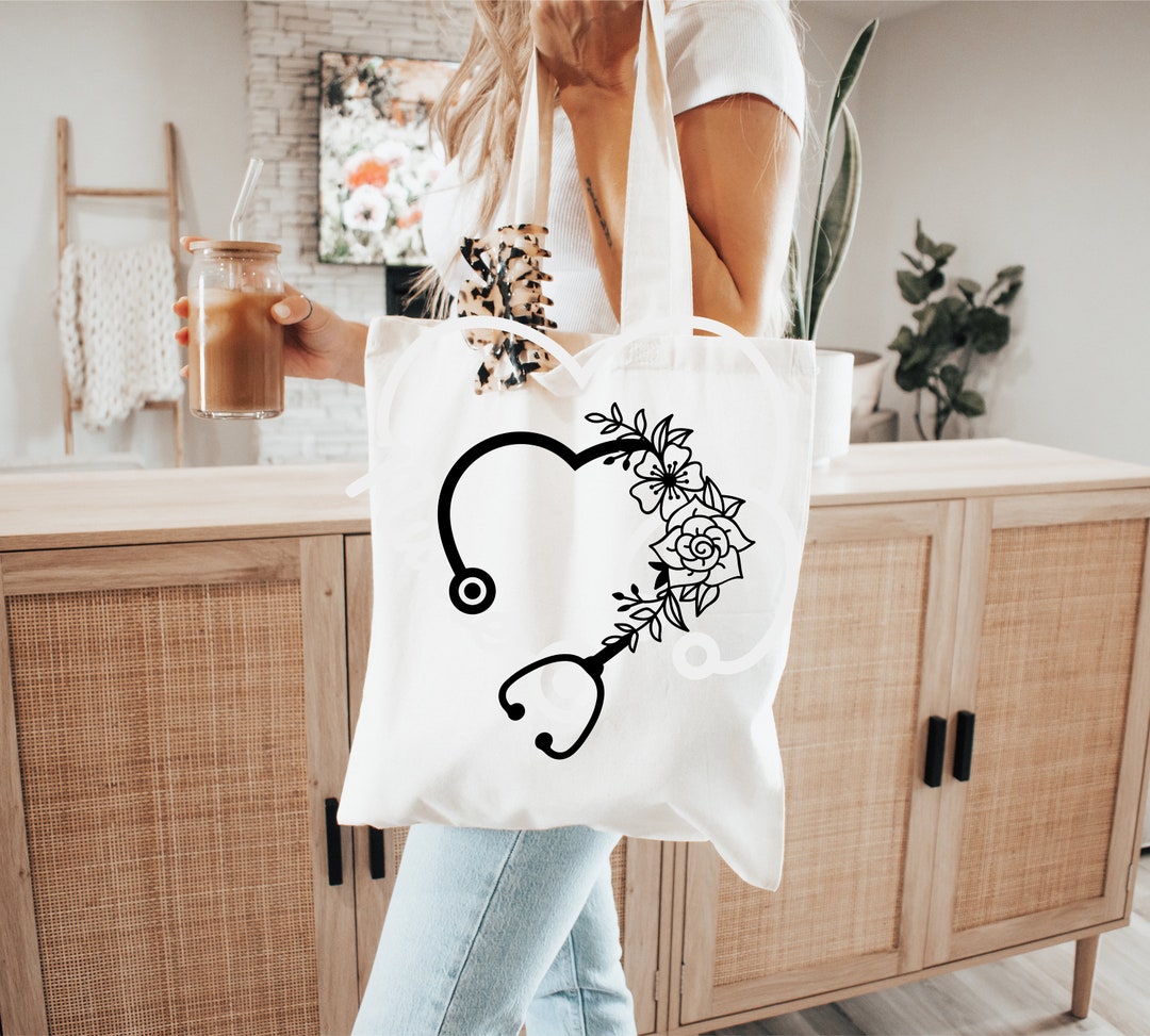 Nurse Canvas Tote Bag, Nurse Gift, Nurse Bag, Nurse Purse, Personalized ...