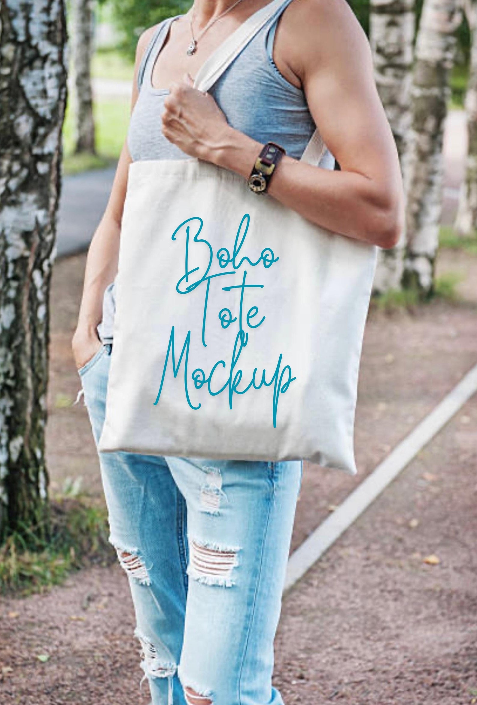 Mockup Canvas Cotton Tote Bag, Model Tote Bag Mockup, Mockup for Tote ...