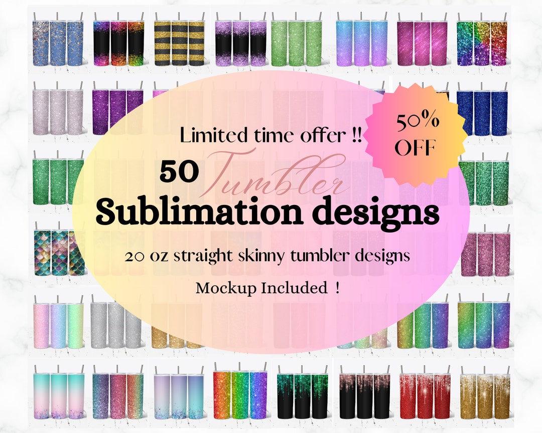50 Tumbler Bundle Sublimation Designs, Glitter Tumbler Wrap, Custom ...