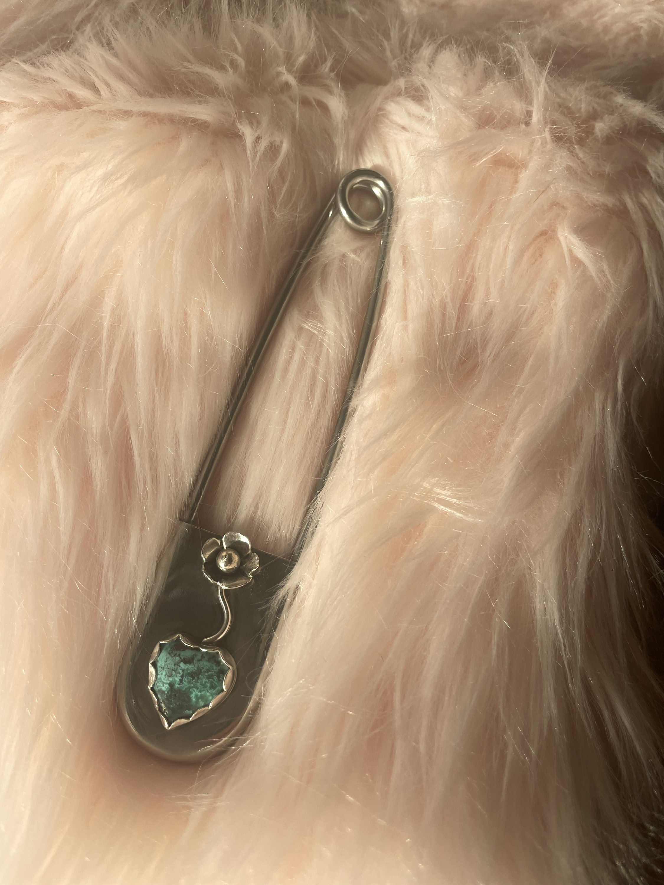 Jumbo Safety Pin - Turquoise Heart W/flower - Etsy