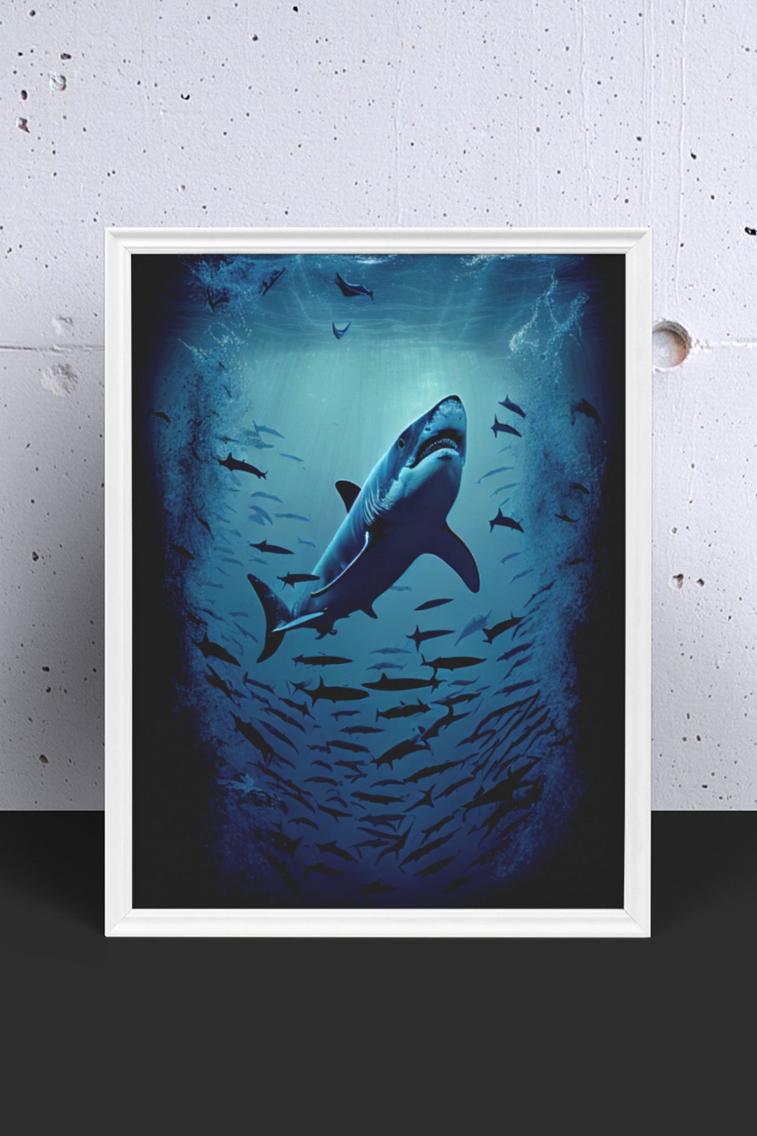 Alpha White Shark in Blue Ocean. Deep Ocean. Great White Shark. Ocean ...