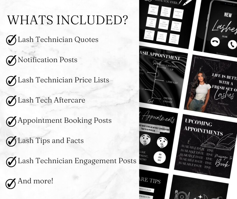 100 Lash Tech Instagram Posts, Lash Tech Instagram Stories, Editable ...